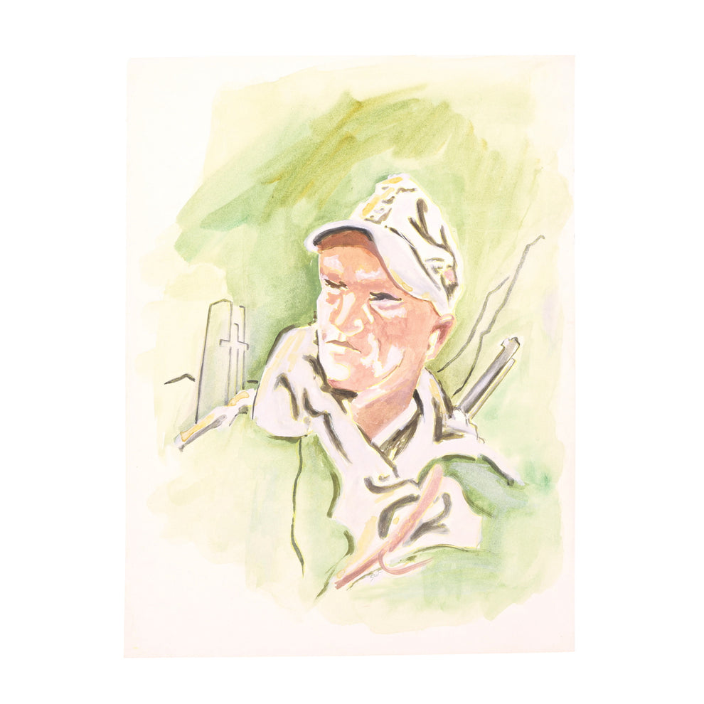 WWII German Watercolor Painting of Gebirgsjäger by "SW" – Gustafson's