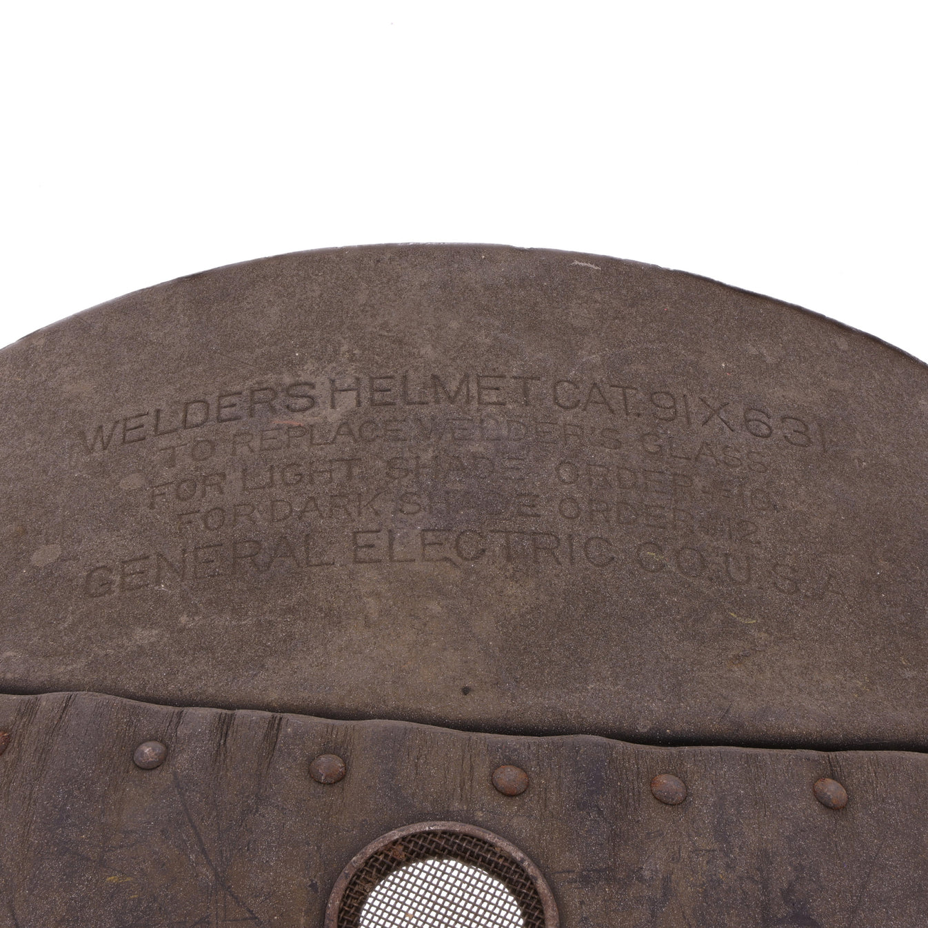 WWII U.S. General Electric Co. Welder's Helmet with Vents & Moveable L ...